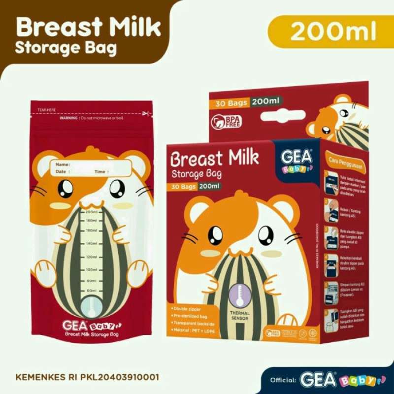 Jual GEA BABY KANTONG ASI 200ML MILK STORAGE ASI BAG - Hamster di ...