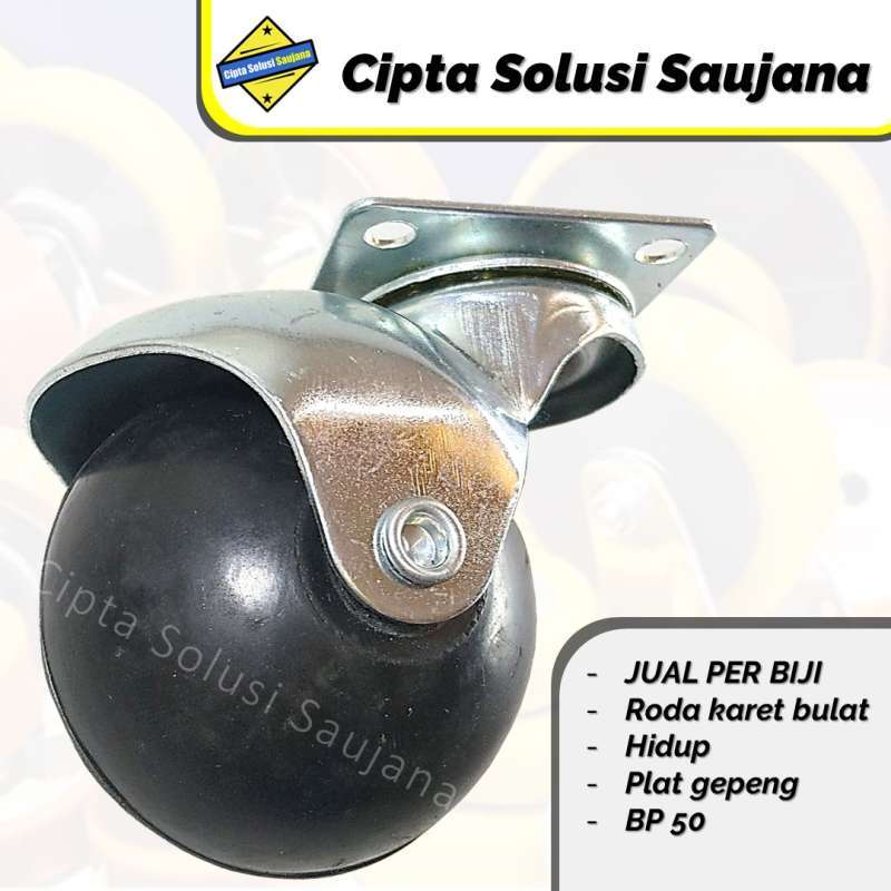 Jual BP 50 RODA KARET BULAT 2 RODA CASTER BOLA BUNDAR PLAT GEPENG KURSI ...