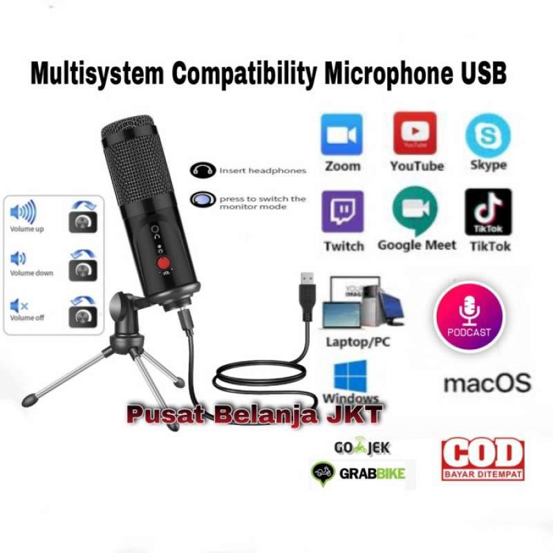 Promo MAONO AU-PM461TR USB Microphone Condensor Rekaman PC Mic with ...
