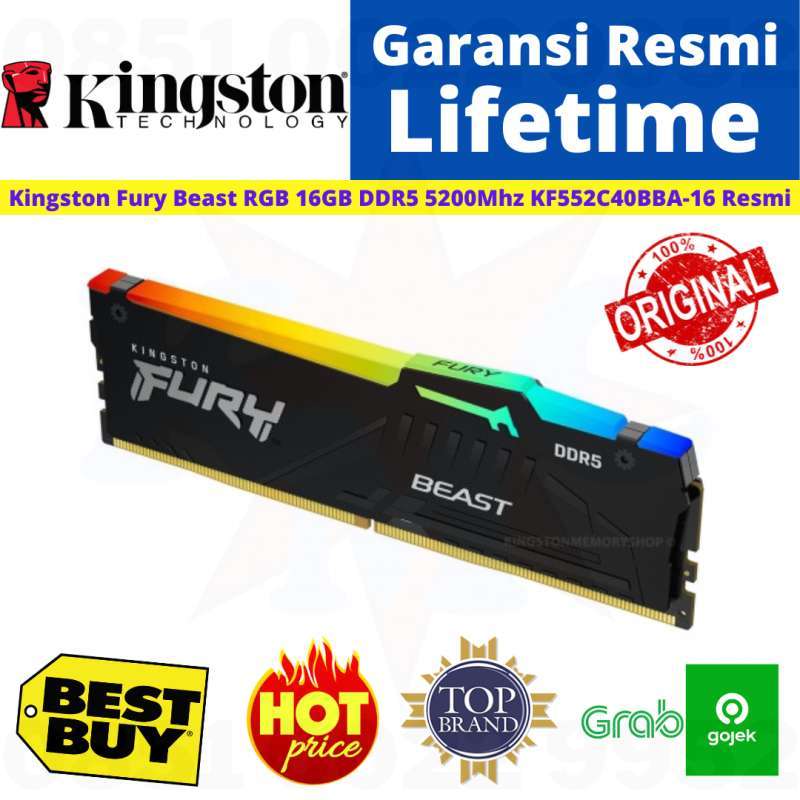 Promo Kingston Fury Beast Ddr5 Rgb 16gb 1x16gb 5200mhz Kf552c40bba-16 Resmi Diskon 8% Di Seller ...