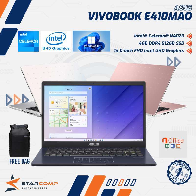Jual Asus Vivobook E410MAO Celeron N4020 4GB DDR4 512GB SSD 14FHD W11 ...