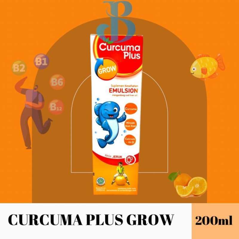 Jual curcuma plus grow emulsion syrup 200 ml rasa jeruk sirup 200ml ...