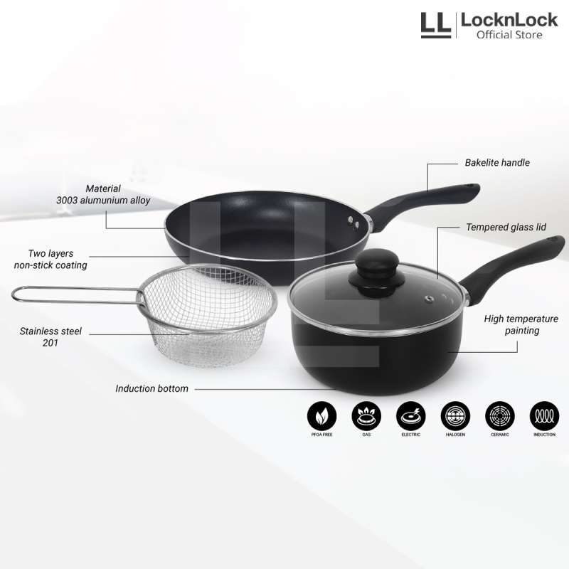 Jual Locknlock Jet Black Cookware Set 4p - Cas1824s4 Di Seller ...
