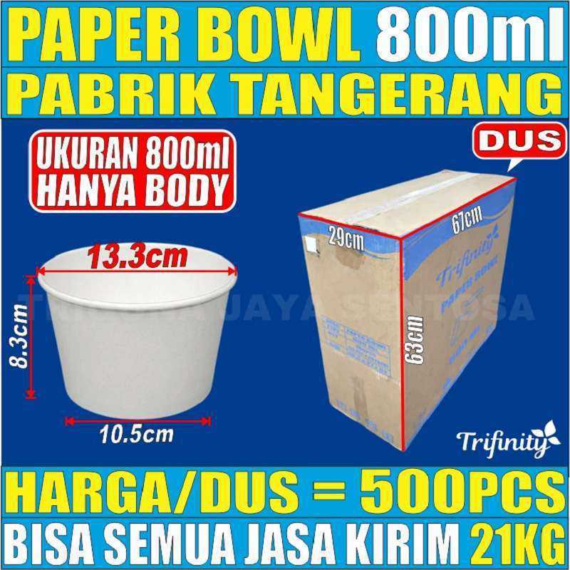 Promo Trifinity Paper Bowl Mangkok Tebal 800ml Per Dus Mangkuk Kertas ...