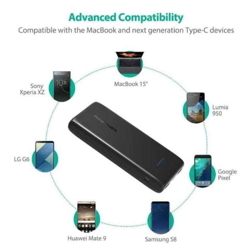Jual Ravpower Usb-c Portable Charger 22000mah Type-c Port Power Bank Di ...