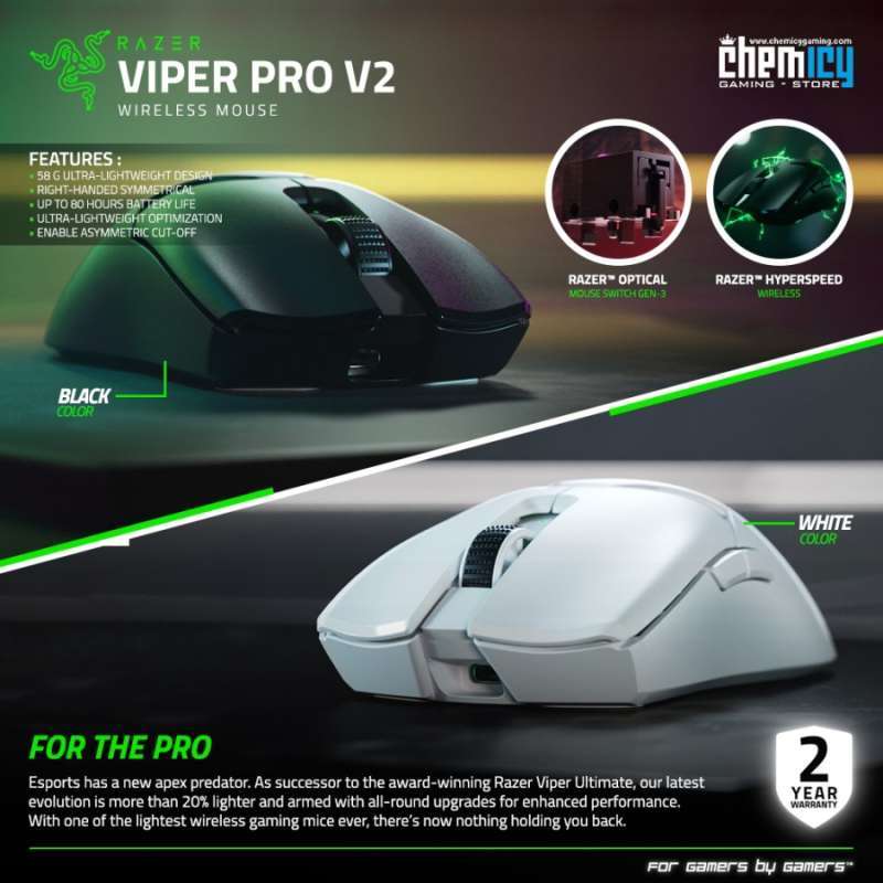 Jual Razer Viper V2 Pro Ultra-lightweight Wireless Gaming Mouse - Hitam ...