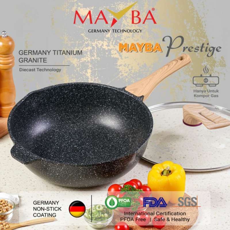Jual MAYBA WOK GERMANY Prestige 30 cm Panci Penggorengan Black granite ...