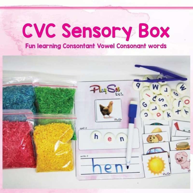 Jual CVC sensory box playset mainan anak montessori belajar phonics ...