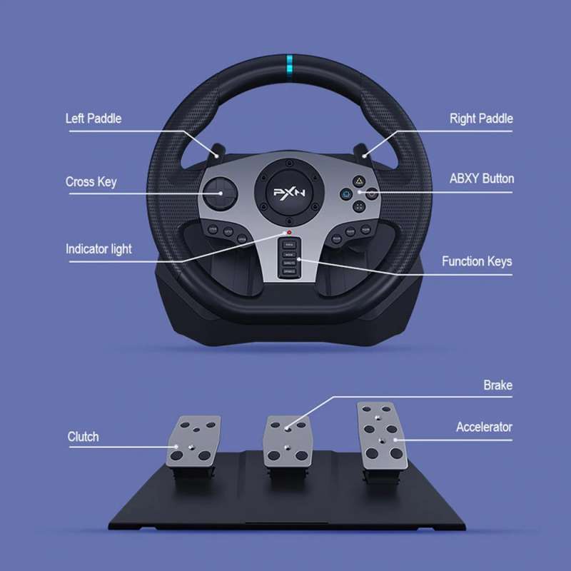 Jual Steering Wheel Pxn V9 With Clutch Shifter (alternatif Logitech G29 ...