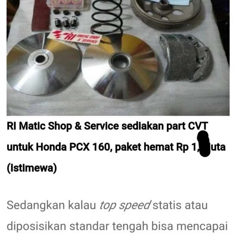 Jual paket cvt pcx 160 RI Matic Shop & Service ADV Aerox NMax di Seller ...