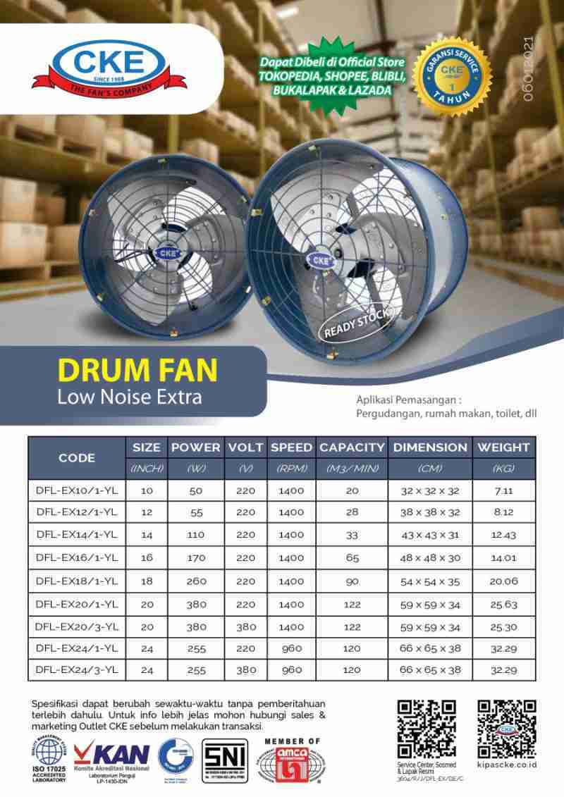Jual CKE Drum Fan DFL-EX 20 Inch Blower Tabung Blower Gedung Eksos Drum ...
