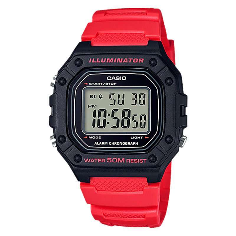 Jual Casio W-218H-4BVDF Digital Dial Red Resin Strap [ Machtwatch ] di ...
