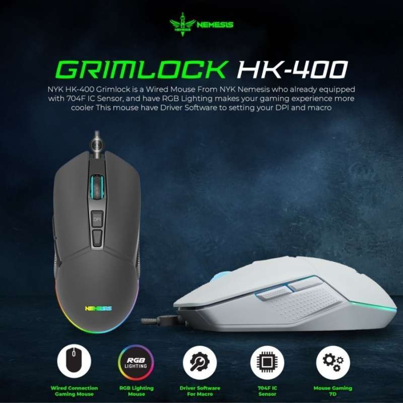 Jual Mouse Gaming Wired RGB NYK Nemesis Grimlock HK400/HK-400 Macro ...