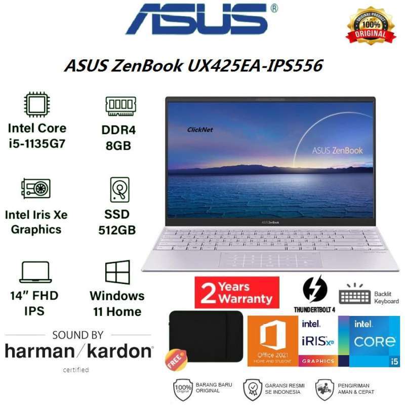 Jual ASUS ZenBook UX425EA-IPS556 i5-1135G7 8GB 512GB SSD FHD IPS WIN11 ...