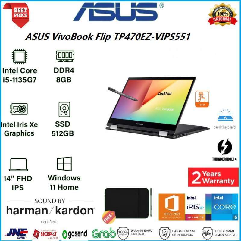 Jual Asus VivoBook Flip TP470EZ-VIPS551 I5-1135G7 8GB 512GB SSD WIN11 ...