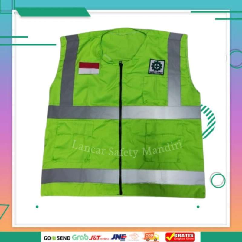 Promo Rompi Safety Bahan Drill plus logo K3 dan Bendera / Rompi Hijau ...