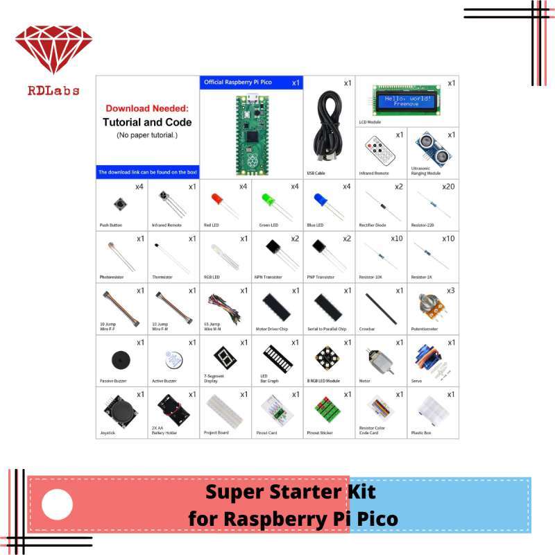 Jual Super Starter Kit For Raspberry Pi Pico (compatible With Arduino ...