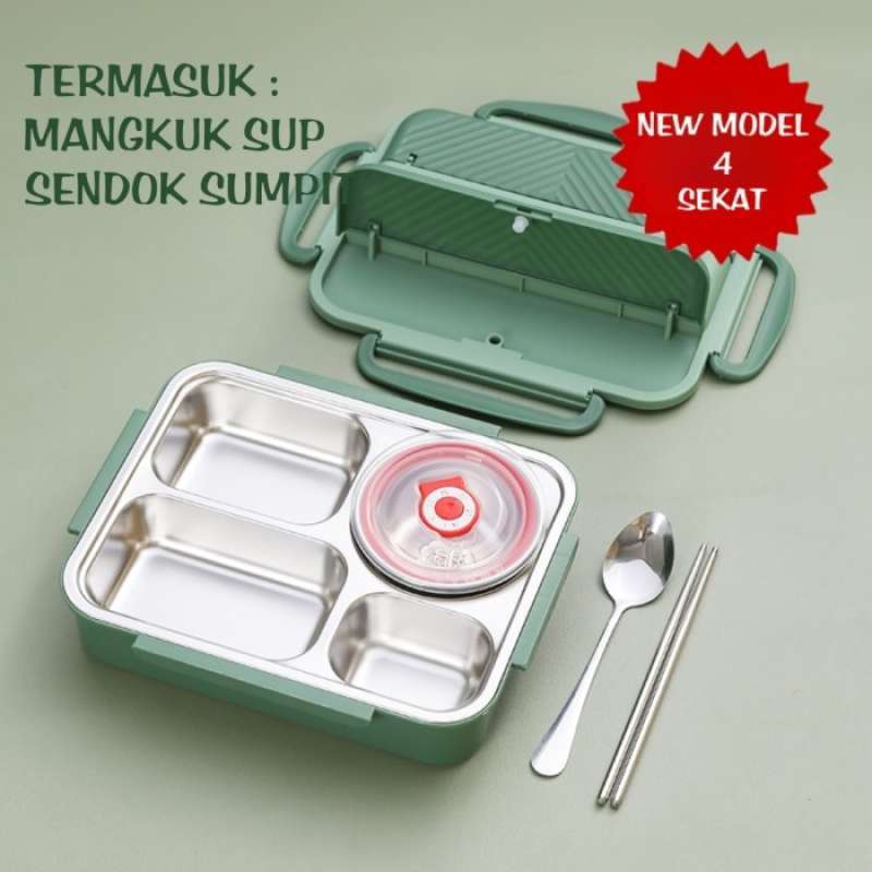 Jual Lunch Box Kotak Bekal Tempat Makan Stainless Dewasa Anak Kotak ...