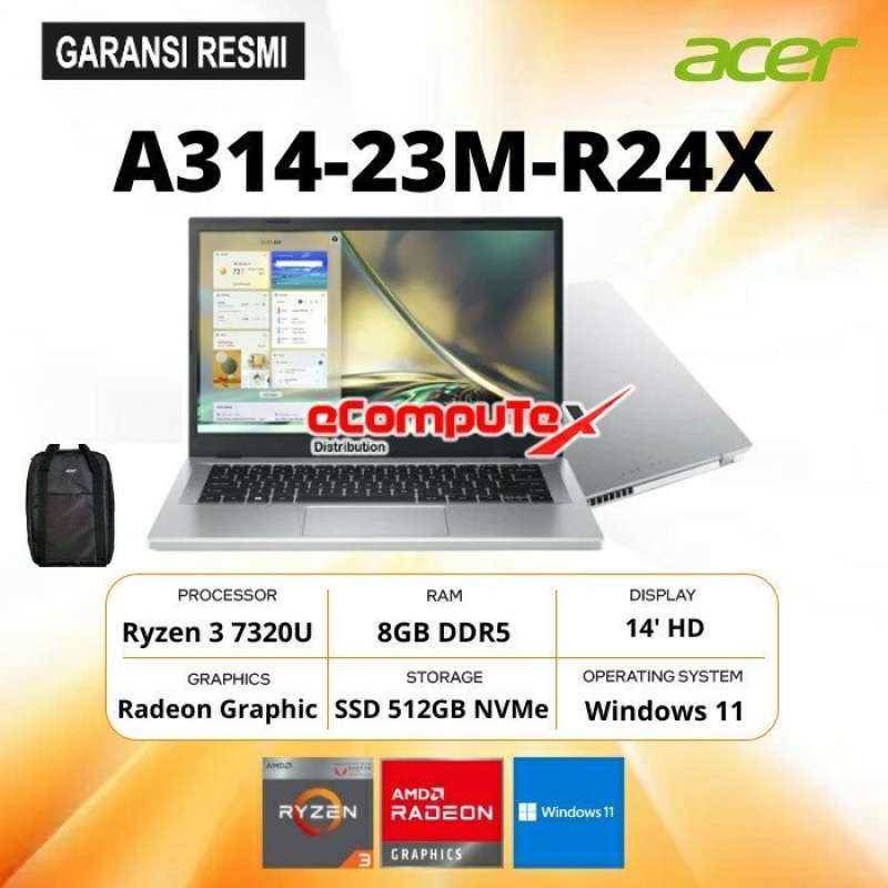 Jual LAPTOP ACER ASPIRE 3 A314-23M-R24X / AMD RYZEN 3-7320U QUAD CORE ...