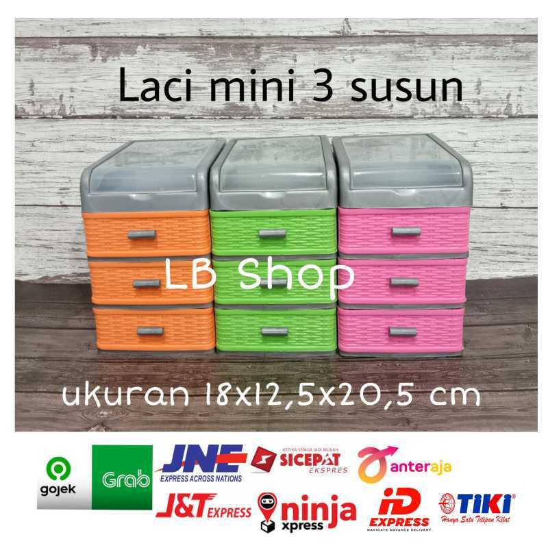 Promo Lemari laci mini susun tiga/nakas plastik mini Diskon 24% di ...