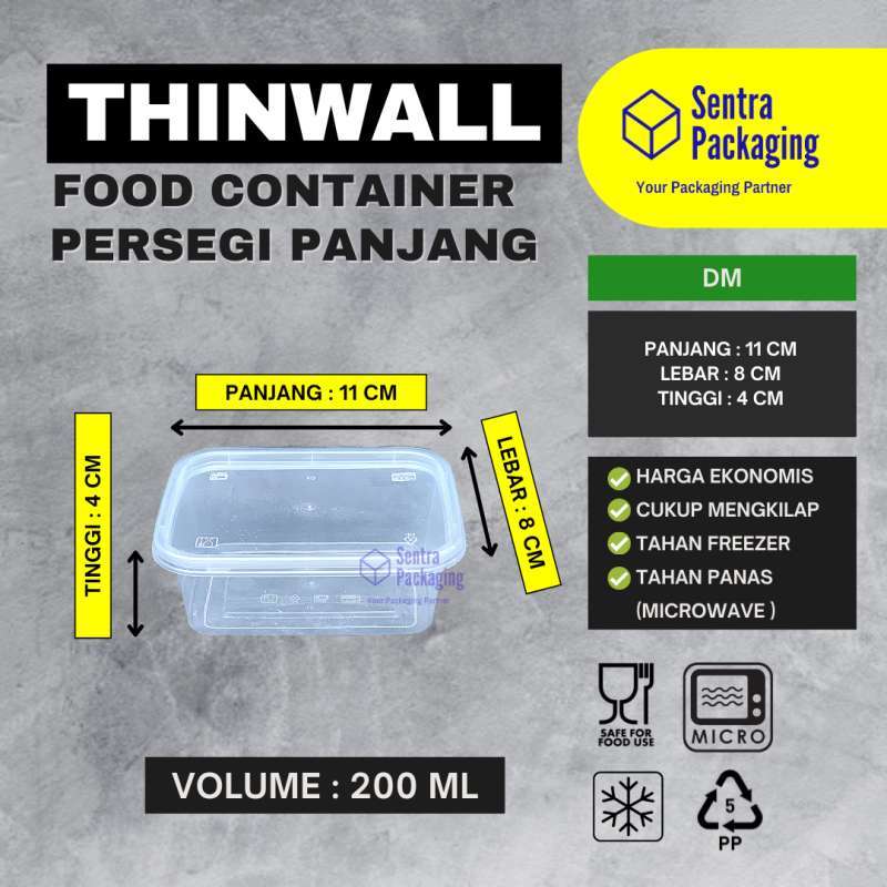 Jual Dm Kotak Makan Plastik 200ml Thinwall Food Container Dm