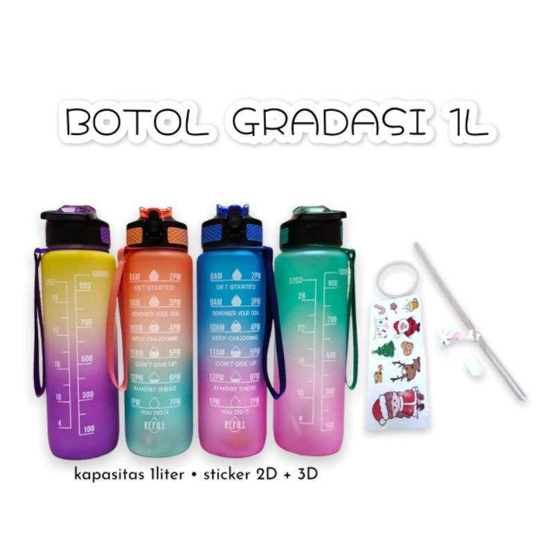 Jual Botol Gradasi 1 liter Pelangi Rainbow Botol Viral Botol Minum 1 ...