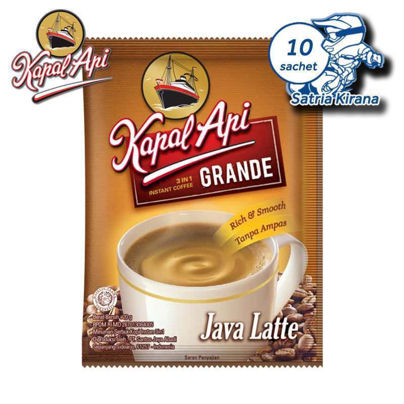 Promo Kapal Api GRANDE Java Latte [10 sachet | 1 Renceng] gr Hitam 20 ...