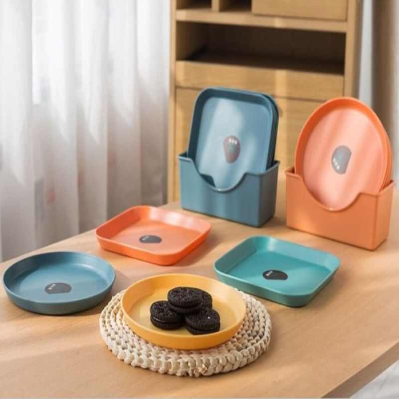 Promo Premium Piring set 8 piring 1 wadah Piring snack Piring Kue Ulang ...