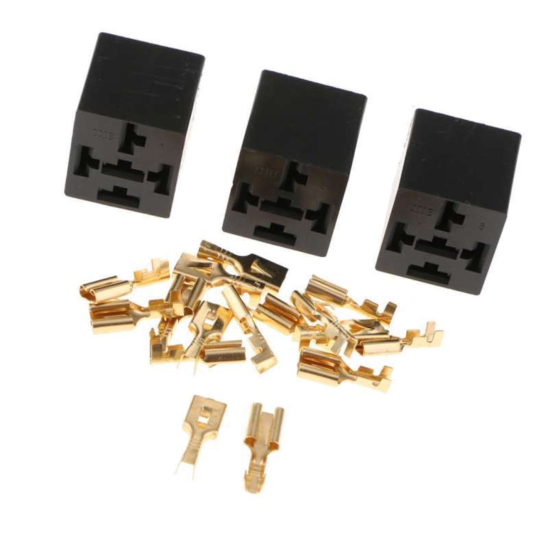Jual Automotive 40A 5 Pin Relay Socket Connector Holder With Terminals ...