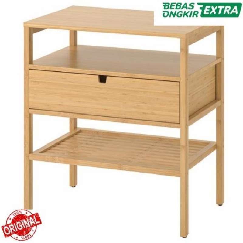 Jual Meja Kayu Bambu Alami Cantik Berlaci Minimalis 60x40cm_original Di ...