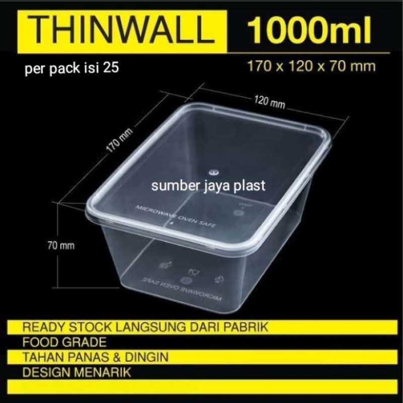 Jual Thinwall 1000 Ml Kotak Plastik Kotak Makan Di Seller Siennaa