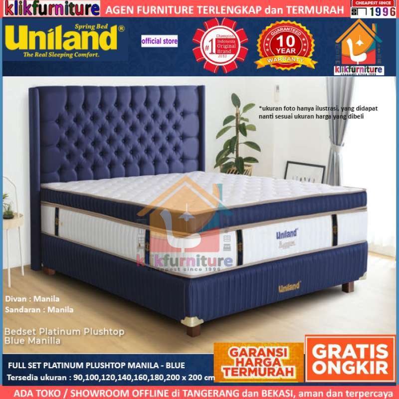 Promo Bed Set Platinum Plushtop Manila Uniland Springbed - Megan Blue ...