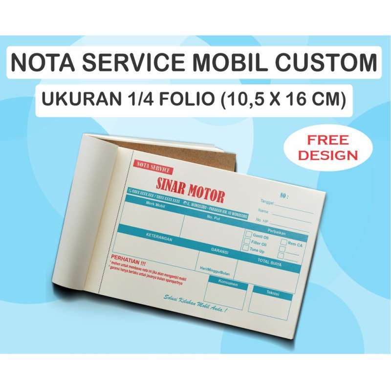 Jual Cetak Nota Service Mobil Custom 2 Rangkap - Surat Jalan - Kwitansi ...