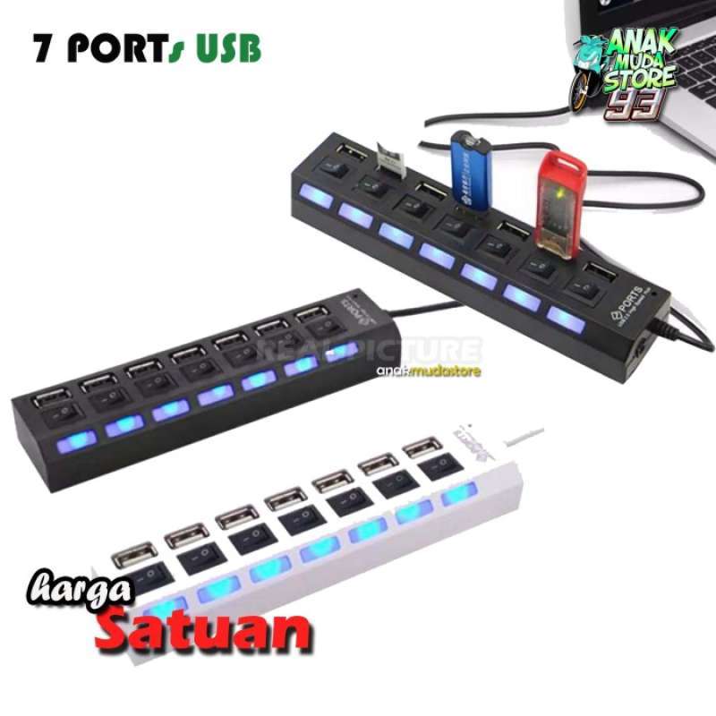 Jual Oem Usb Laptop Pc Kabel Data Hub 7 Port Led Dan Saklar Colokan ...