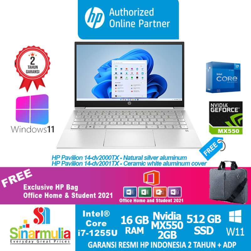 Jual Laptop HP Pavilion 14-dv2000TX/dv2001TX i7-1255U 512GB SSD 16GB MX55 - Silver di Seller ...