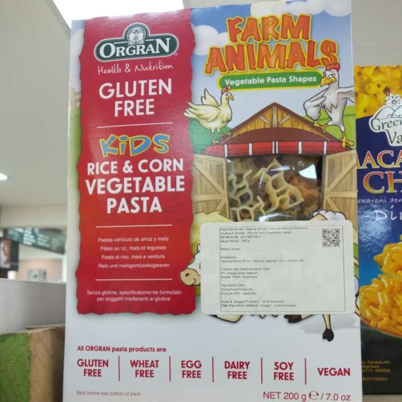 Jual Orgran Rice and Corn Vegetable Pasta 200 gram /Kids Animal Farm ...