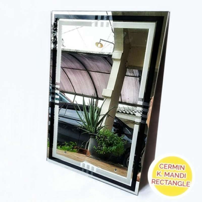 Promo Kaca Kamar Mandi Persegi Panjang Bevel Tepi Hitam Cermin Kamar Mandi 40x60 Diskon 12