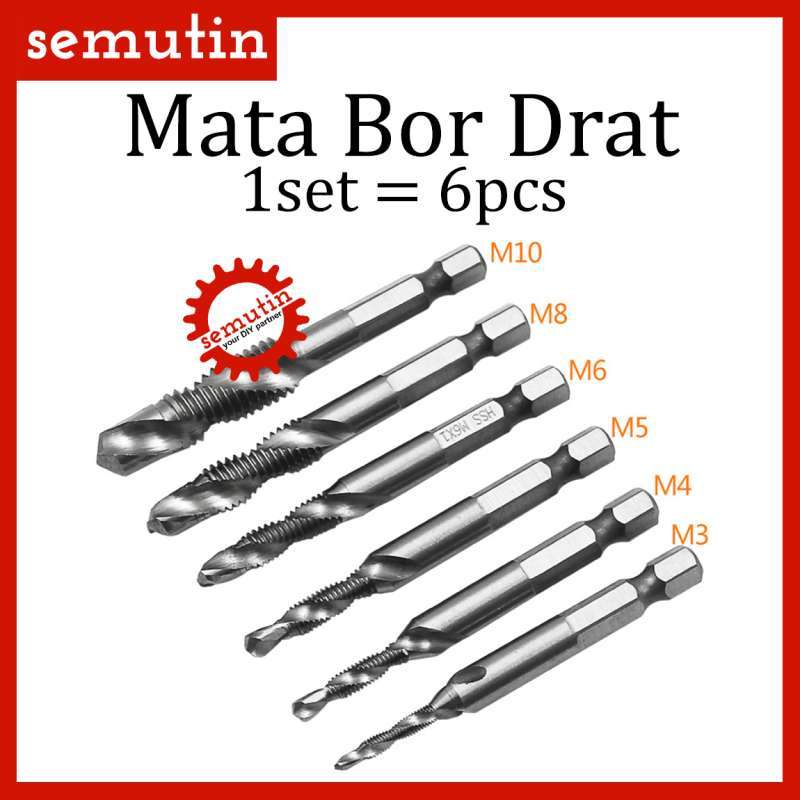 Jual Mata Bor Pembuat Ulir Drat 6 in 1 / Drill Tap Bit Countersink Set ...