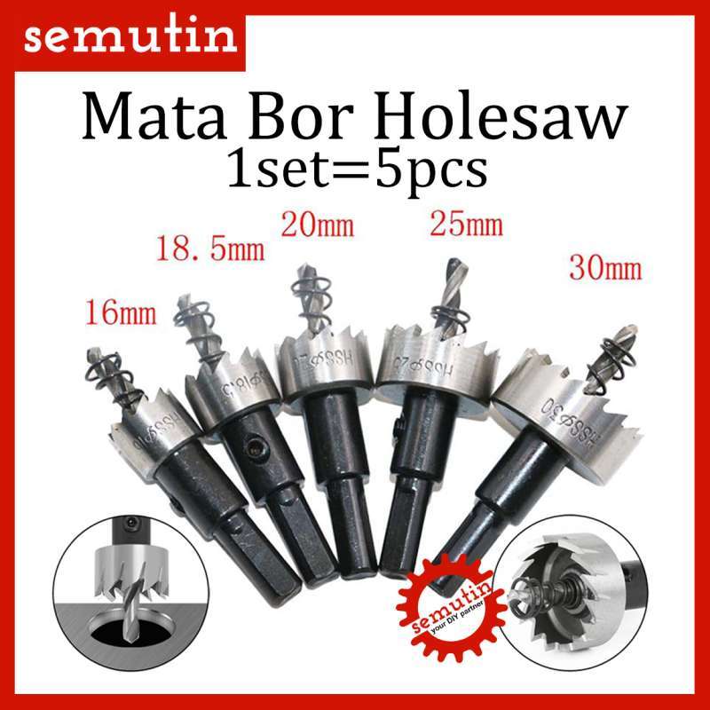 Jual Mata Bor Hole Saw 5 in 1 / Holesaw Set Mata Bor Pelubang Kayu ...