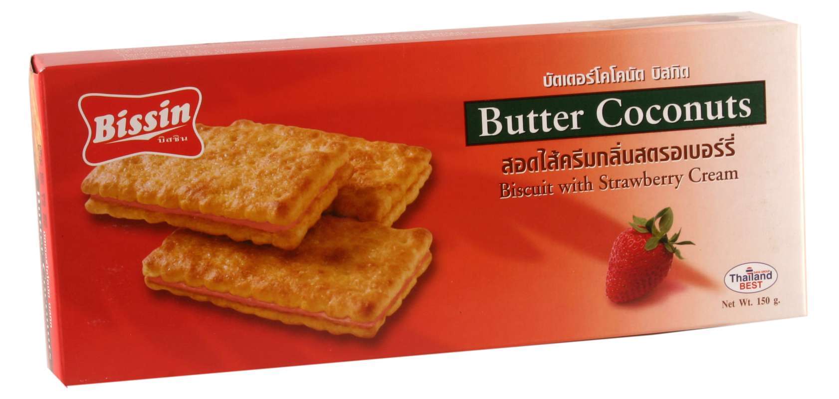 Promo Bissin Butter Coconuts Biscuit with Stawberry Cream [150 g] di ...