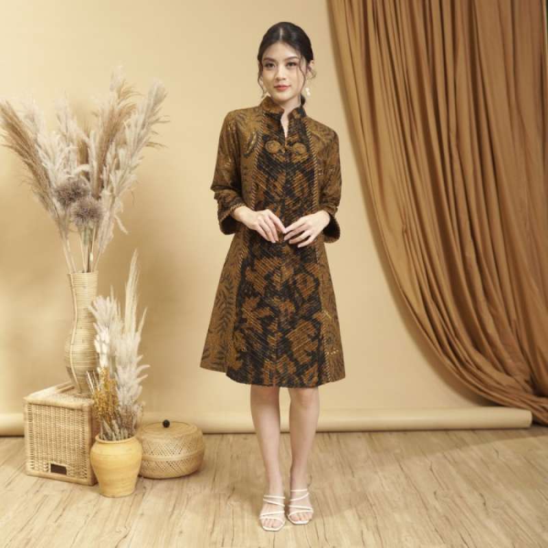 Jual Diskon Nona Rara-rodiah Rmb Sogan D0340,baju Dress Kerja Batik ...