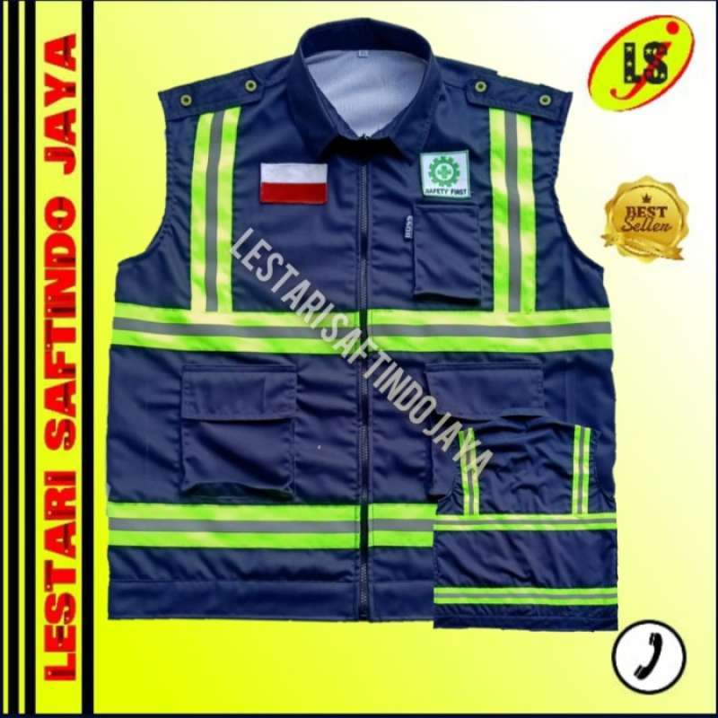 Promo Rompi Safety Biru Dongker/Rompi Safety Kerah/Rompi Safety Proyek ...