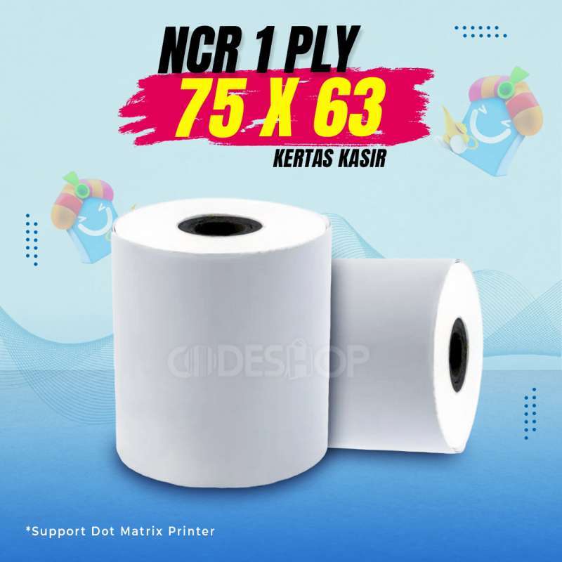 Jual Ncr 75x63 Mm 1 Ply Kertas Thermal Cetak Printer Dot Matrix Di ...