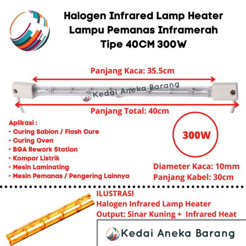 Promo Lampu Halogen Lamp 220V AC 40CM 300W Infrared Pemanas Heater ...