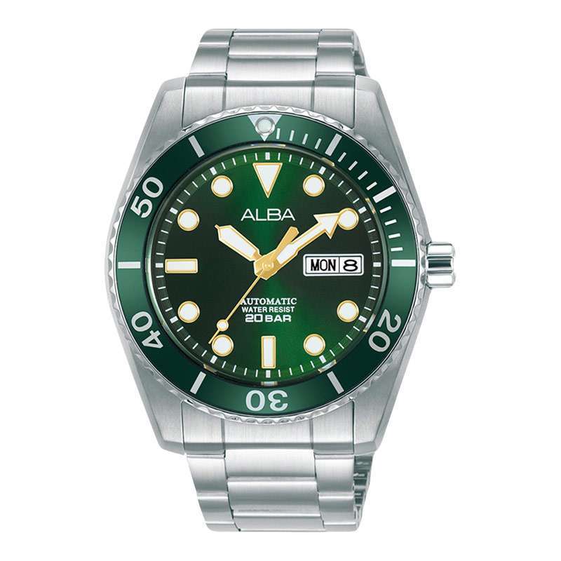 Jual Jam Tangan Pria Alba Mechanical AL4287X1 Automatic Men Green Dial ...