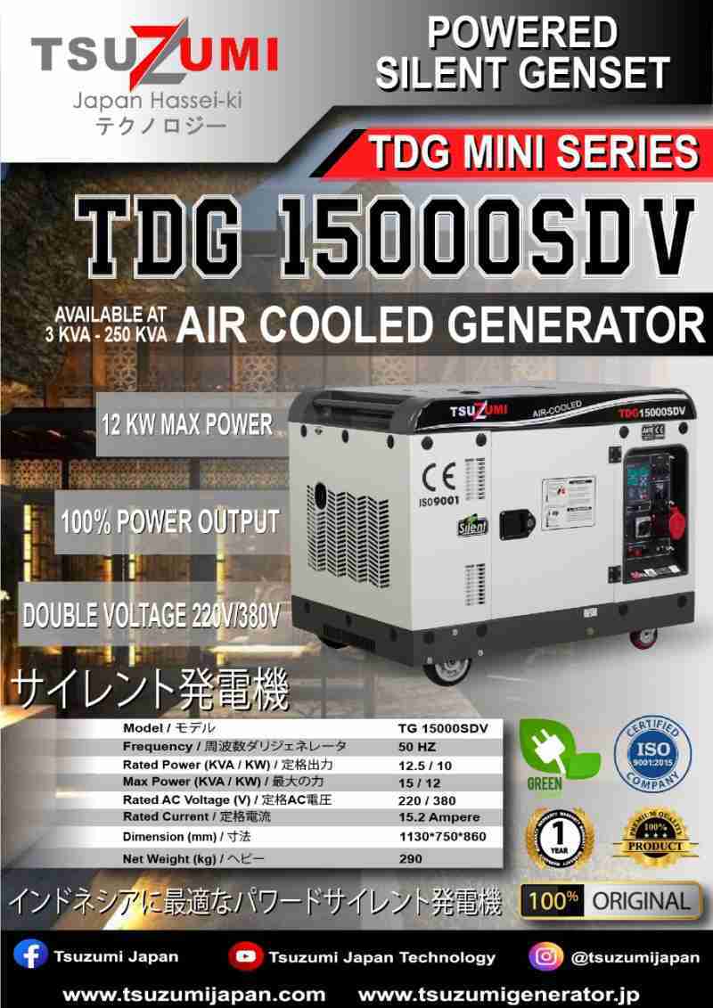 Jual Genset Silent 15 Kva 12500 Watt Tsuzumi Tdg15000sdv Genset Super ...