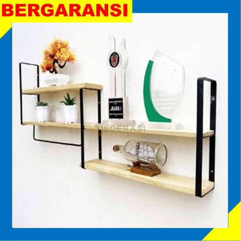 Jual Rak dinding besi dan kayu panjang luas minimalis vintage retro ...