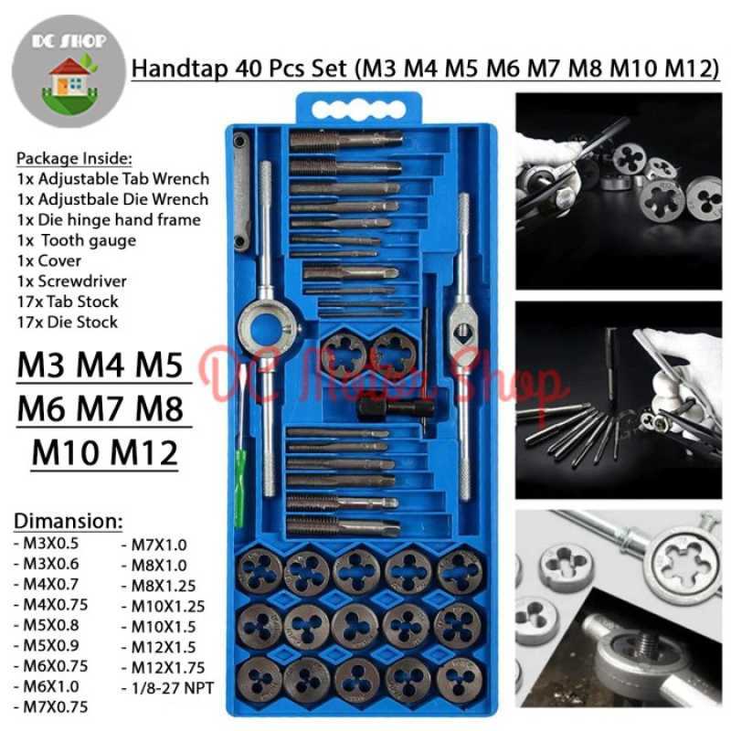Jual Hand Tap Set Adjustable Handtab Dies Set 40 Pcs Alat Snai Dan Tap Ulir di Seller TB Honey ...