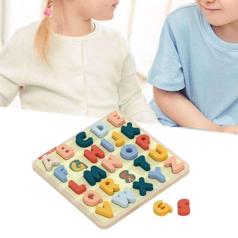 Jual Wooden Puzzle Abc Puzzles Board Alphabet Shape For Preschool ...