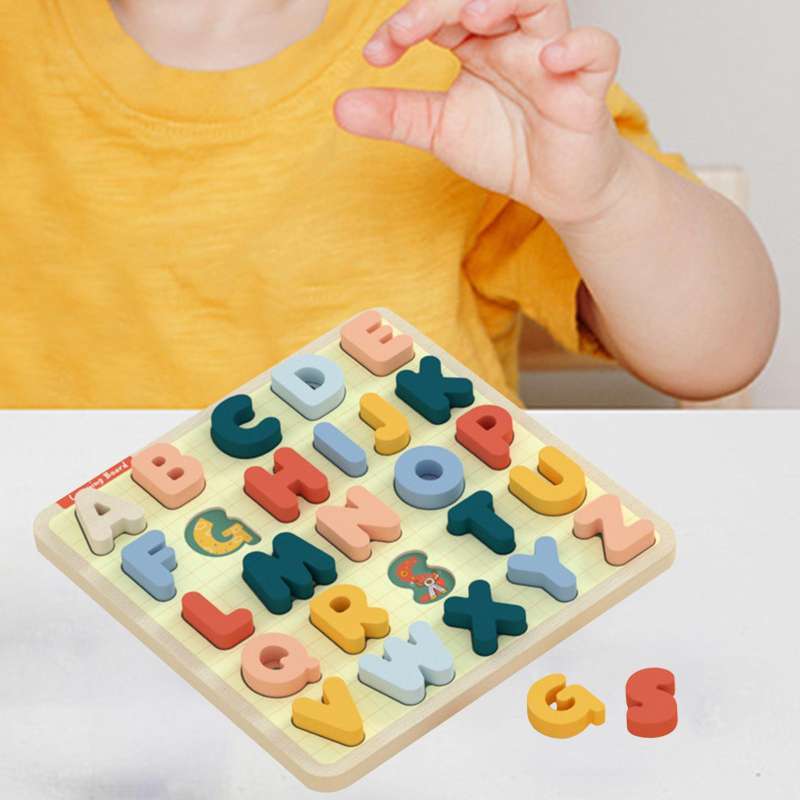 Jual Wooden Puzzle Abc Puzzles Board Alphabet Shape For Preschool ...